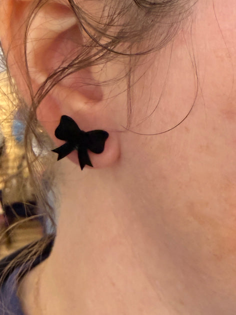 ACRYLIC EARRINGS by Brandy. Designs || BOW STUDS (BLACK) – Brandy Bell ...