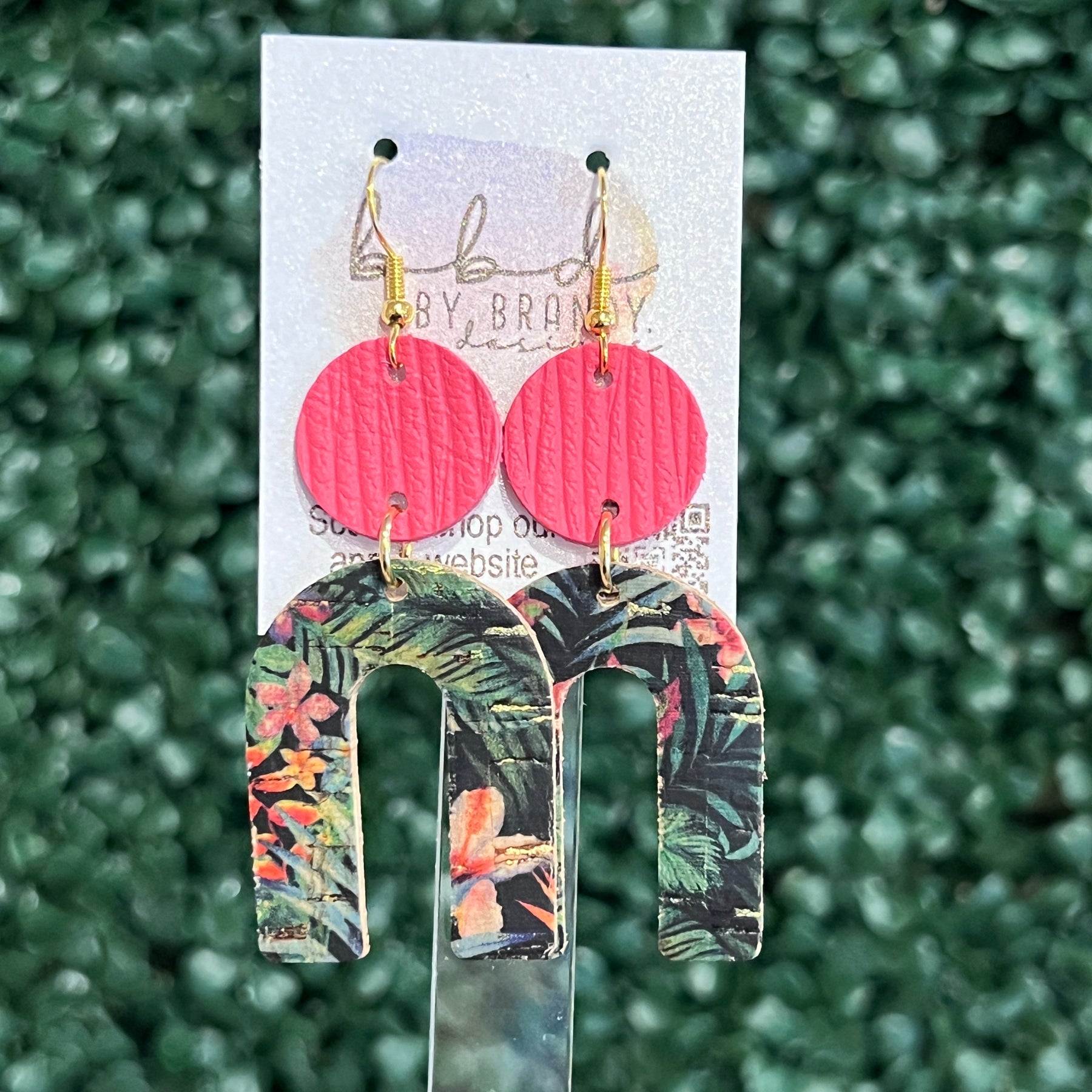Leather Earrings Salmon Earrings Heart Sealskin/Salmon leather/Blue Fox ...